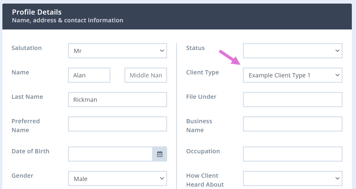 Setting Up and Allocating Client Types